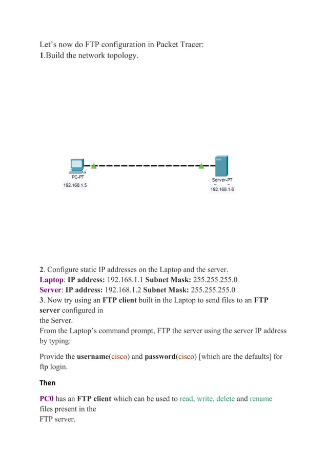 File server on using cisco packet tracer | PDF