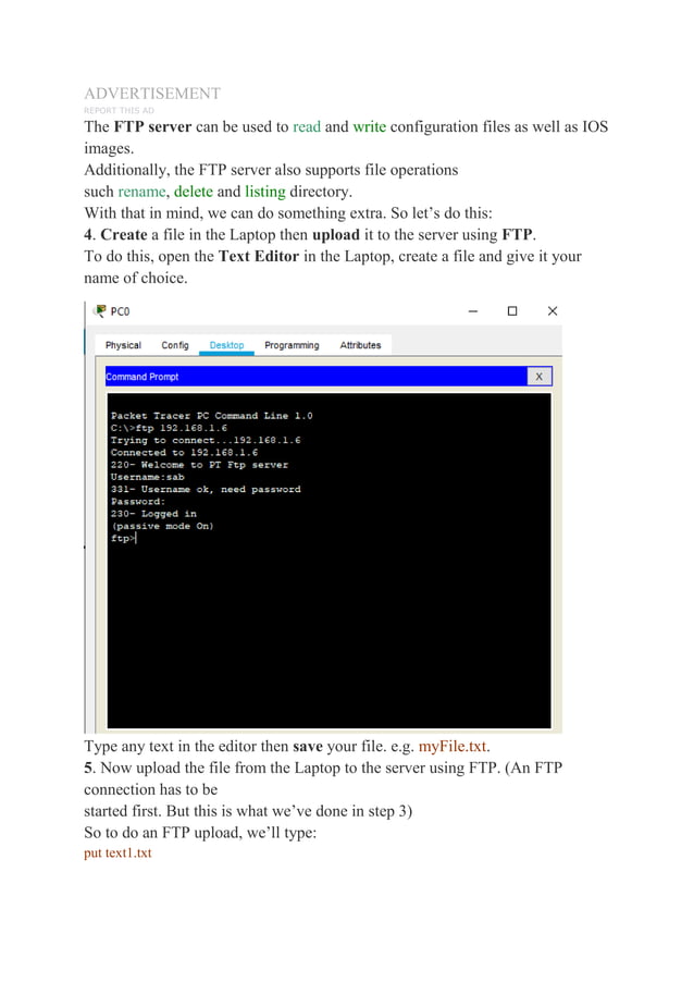 File server on using cisco packet tracer | PDF