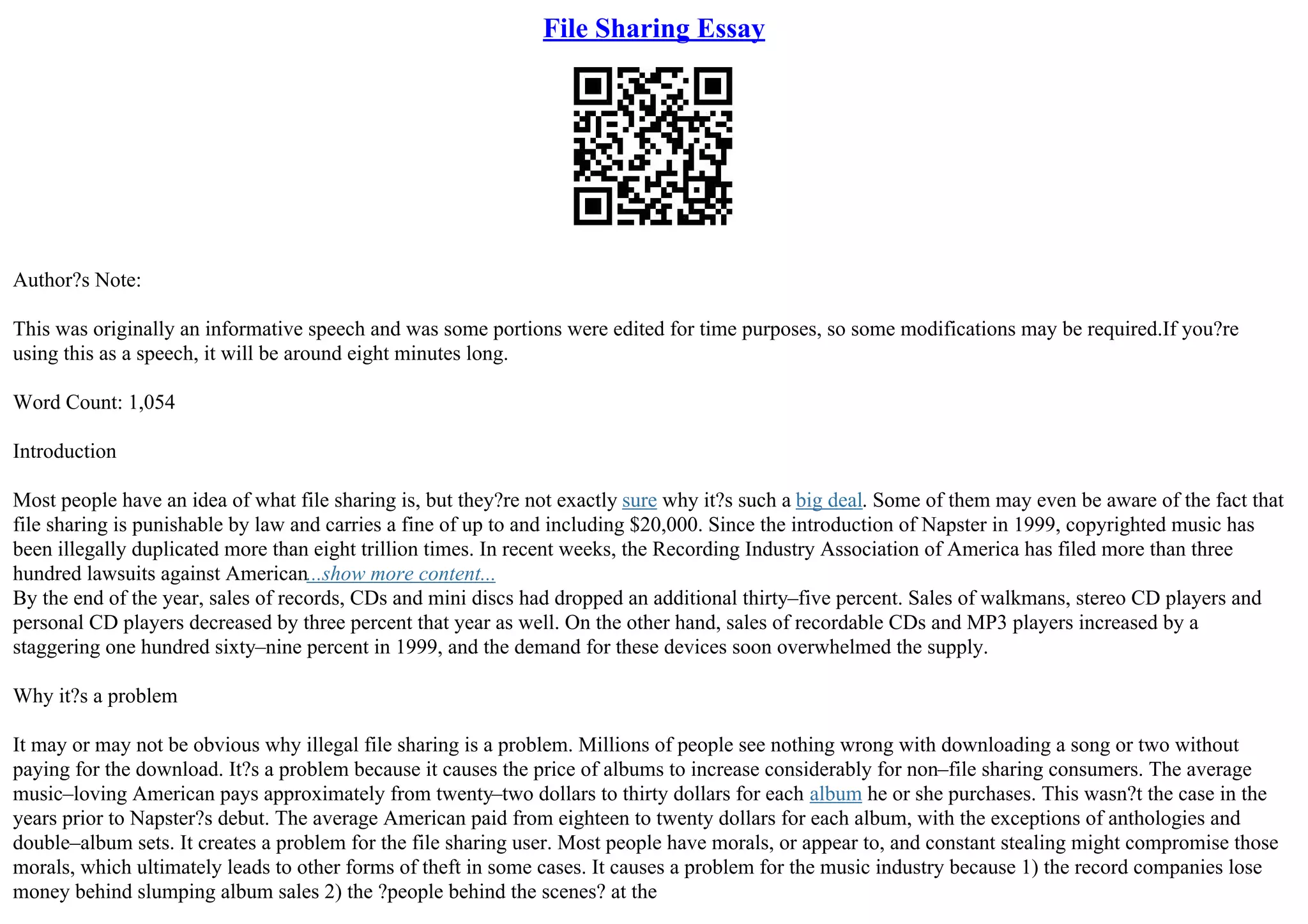 File Sharing Essay | PPT