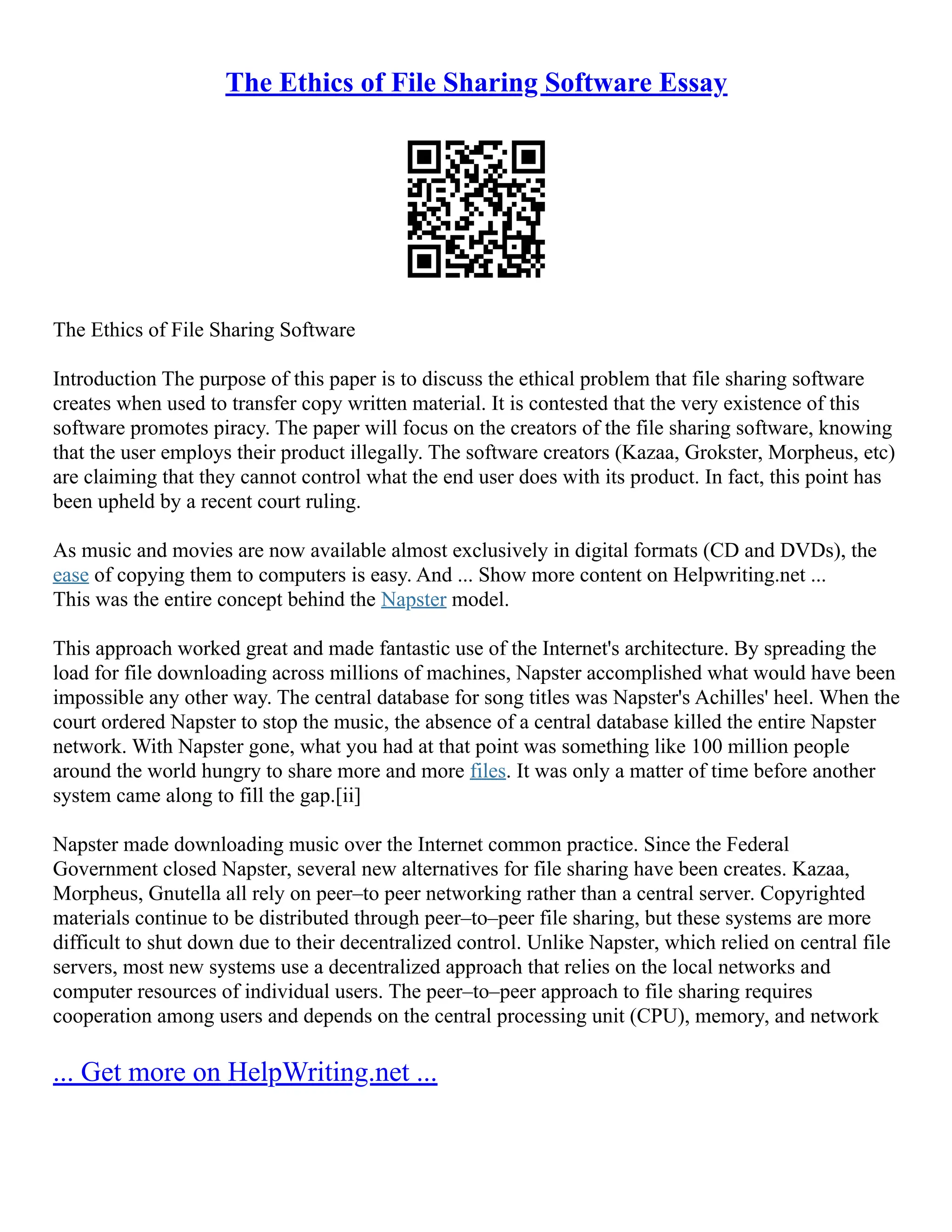 File Sharing Should Not Be Illegal | PDF