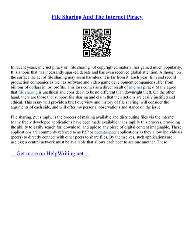 File Sharing Should Not Be Illegal | PDF