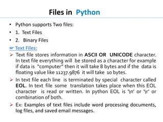 Files in Python.pptx | Programming Languages | Computing