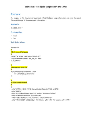 File Space Usage Information and EMail Report - Shell Script | PDF