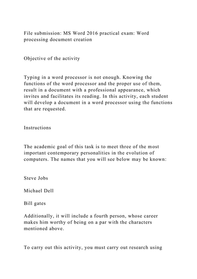 File submission MS Word 2016 practical exam Word processing docume.docx
