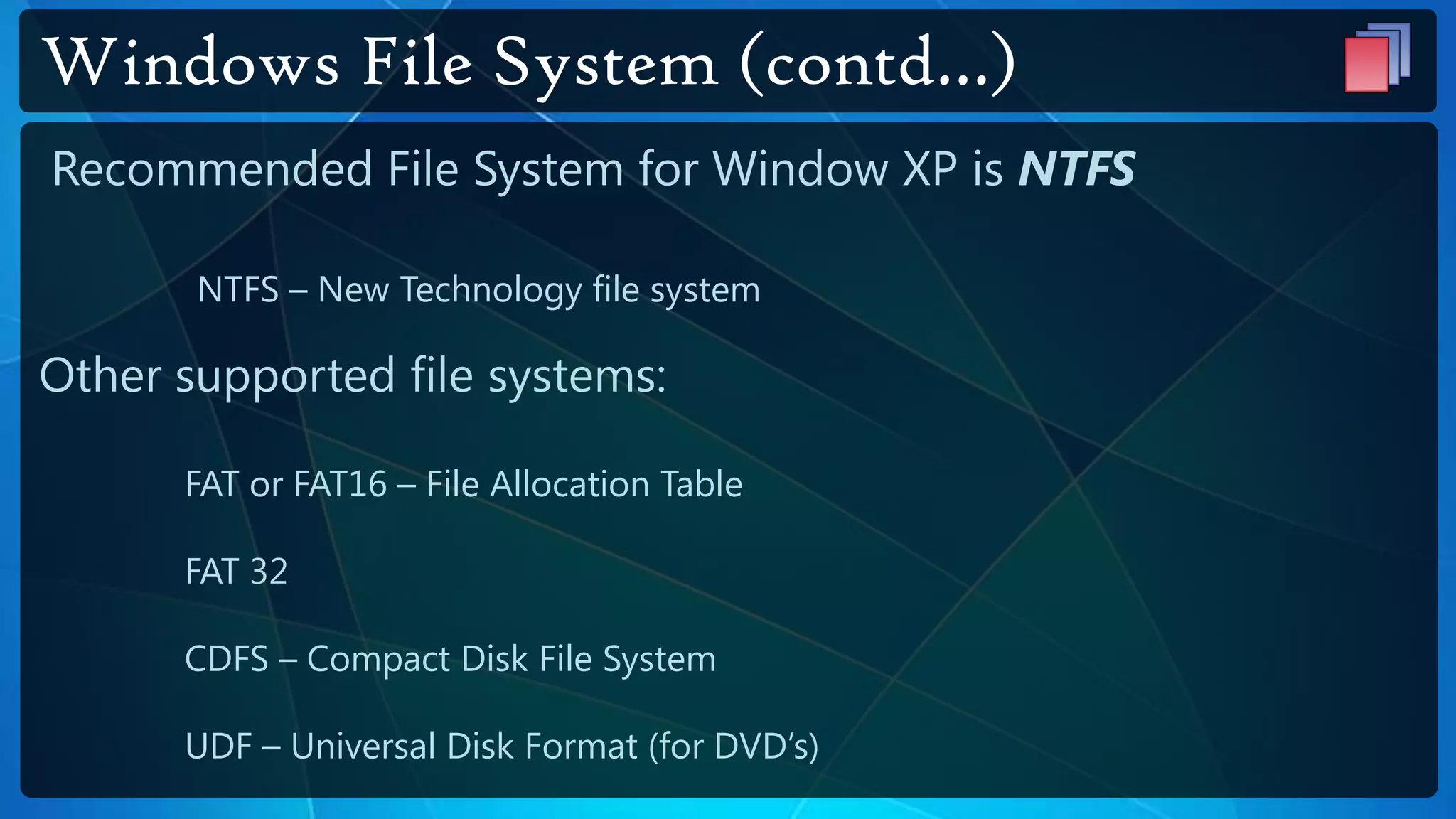 File system of windows xp | PPT