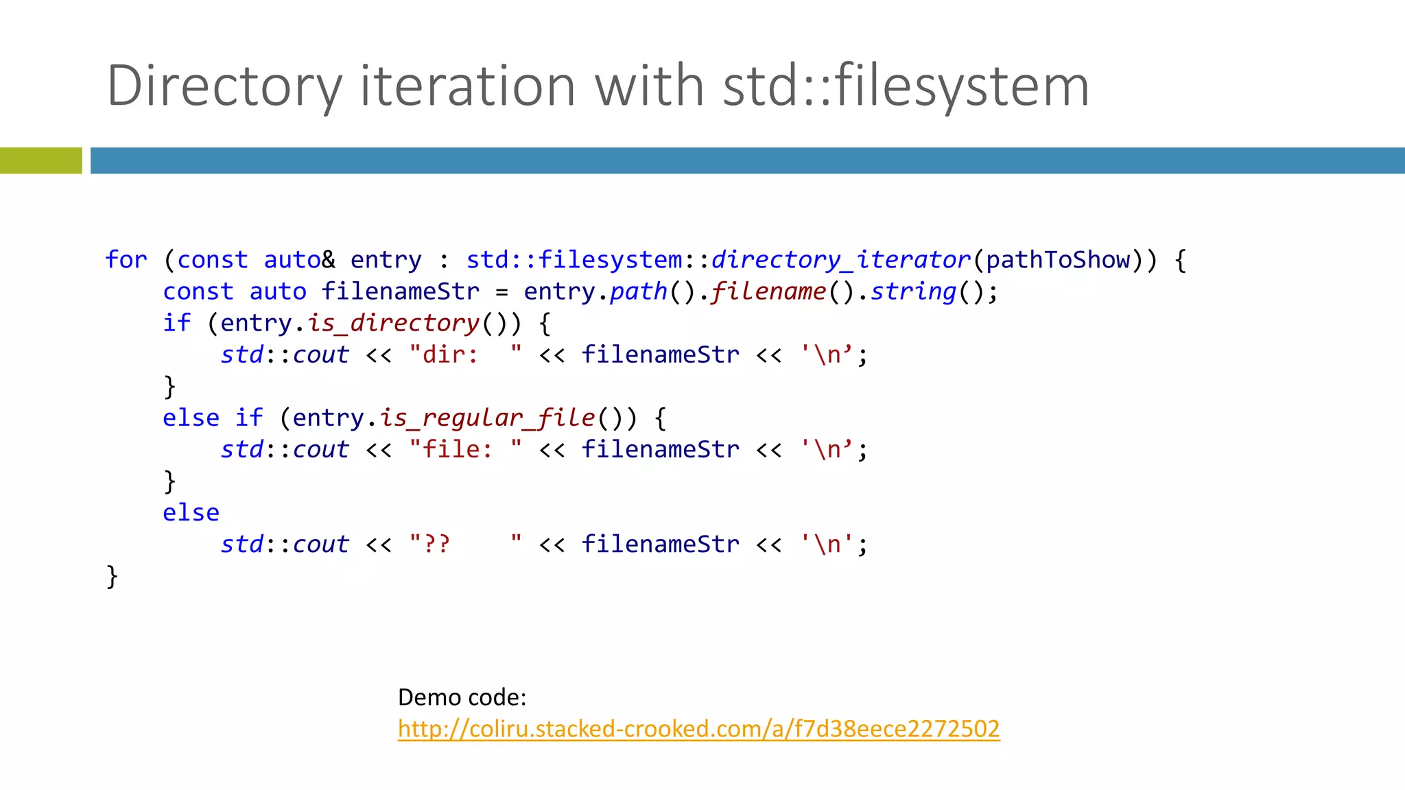 C++17 std::filesystem - Overview | PPT