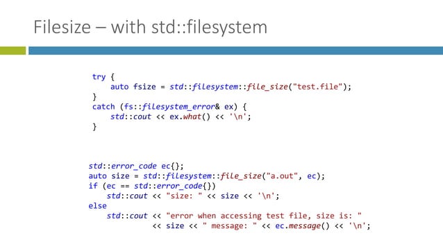 C++17 std::filesystem - Overview | PPT