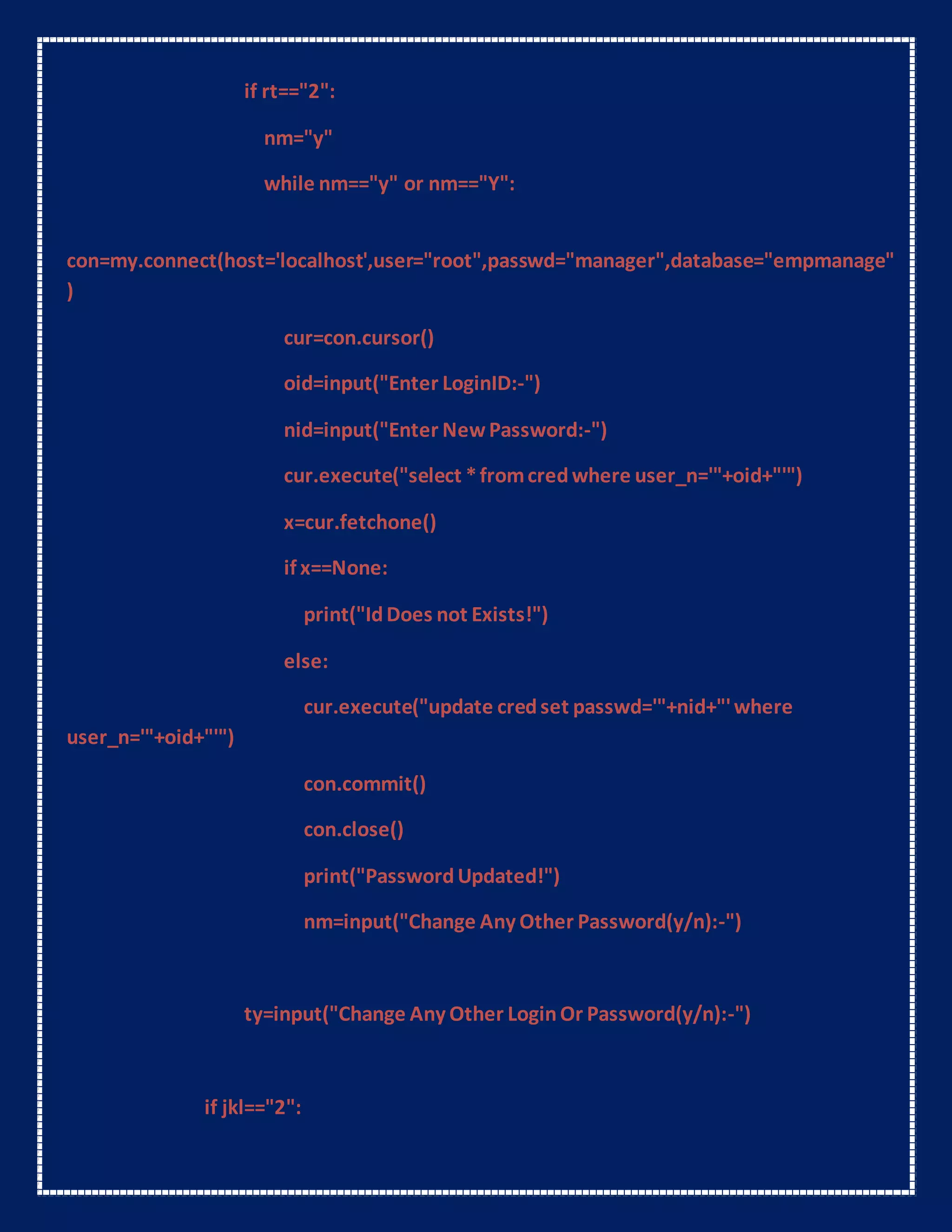 Computer Science With Python Project For Class 12 Cbse Docx Databases Computer Software