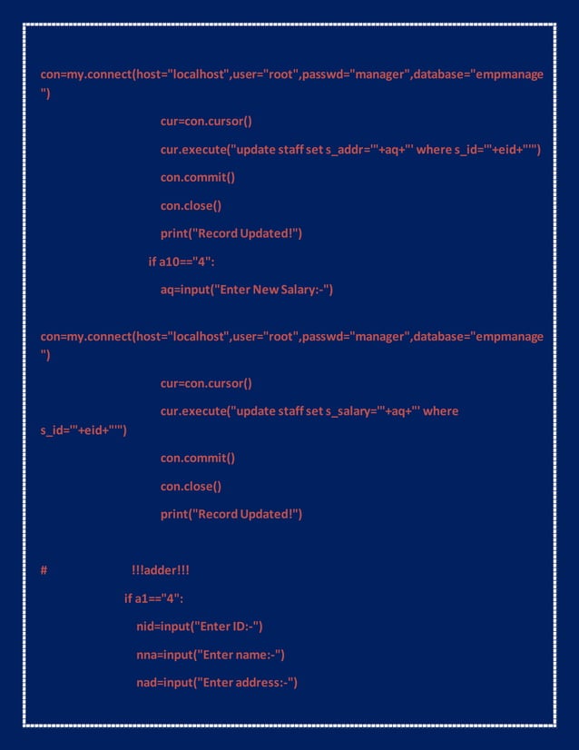 Computer Science With Python Project For Class 12 Cbse Docx Databases Computer Software