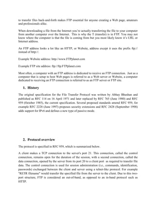 File transfer protocol | DOCX | Computer Networking | Computing