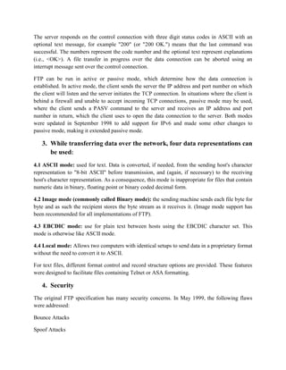 File transfer protocol | DOCX | Computer Networking | Computing