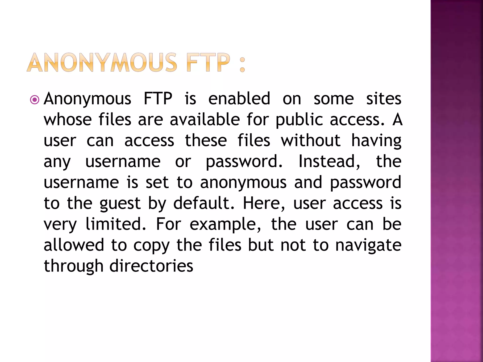 File transfer protocol (ftp) in application | PPT