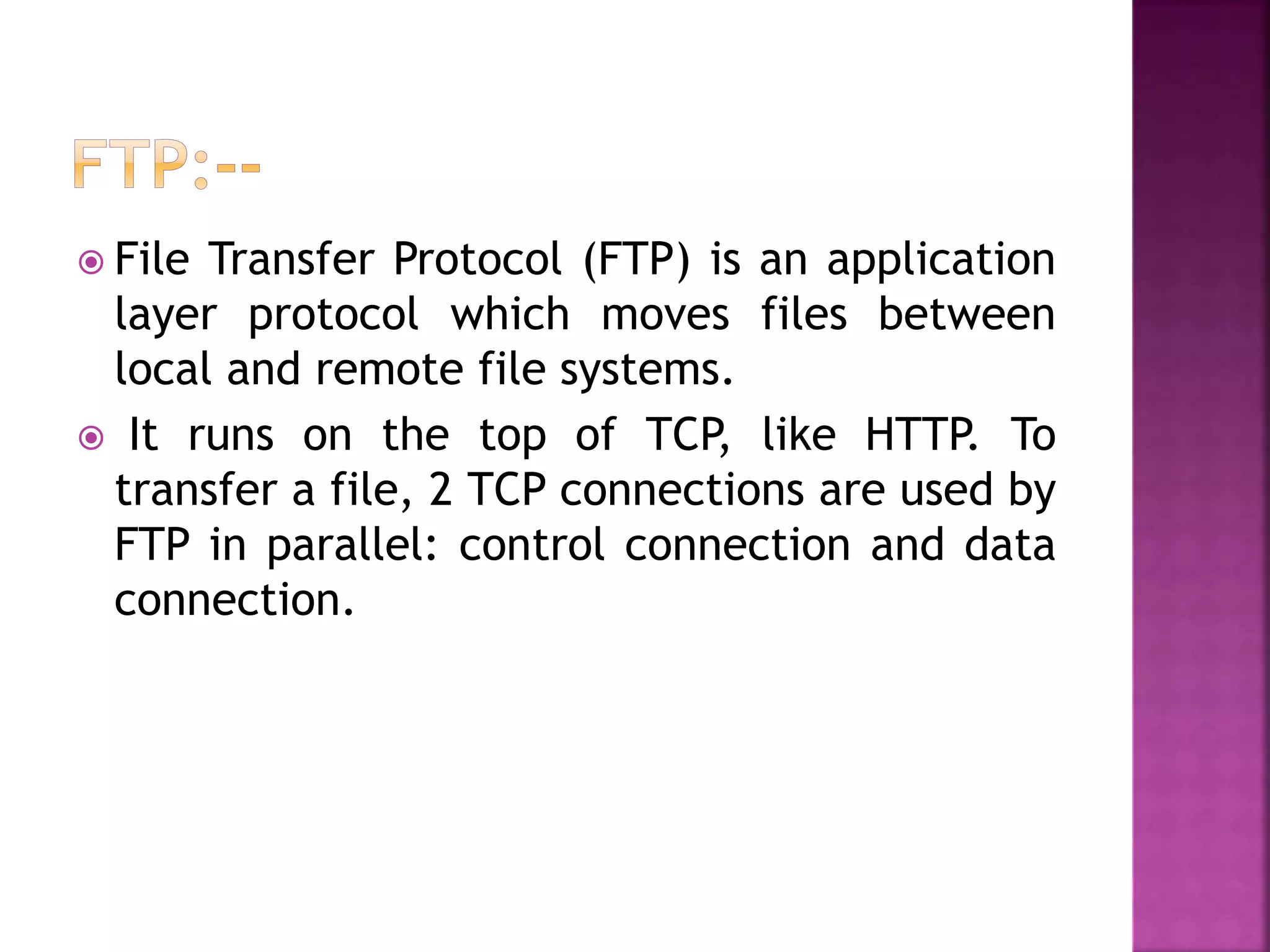 File transfer protocol (ftp) in application | PPT