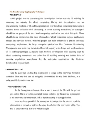 File transfer using cryptography techniques | DOC