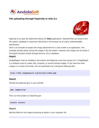 File uploading through paperclip in rails 3.x | DOC | Desktop Publishing | Computer Software and ...