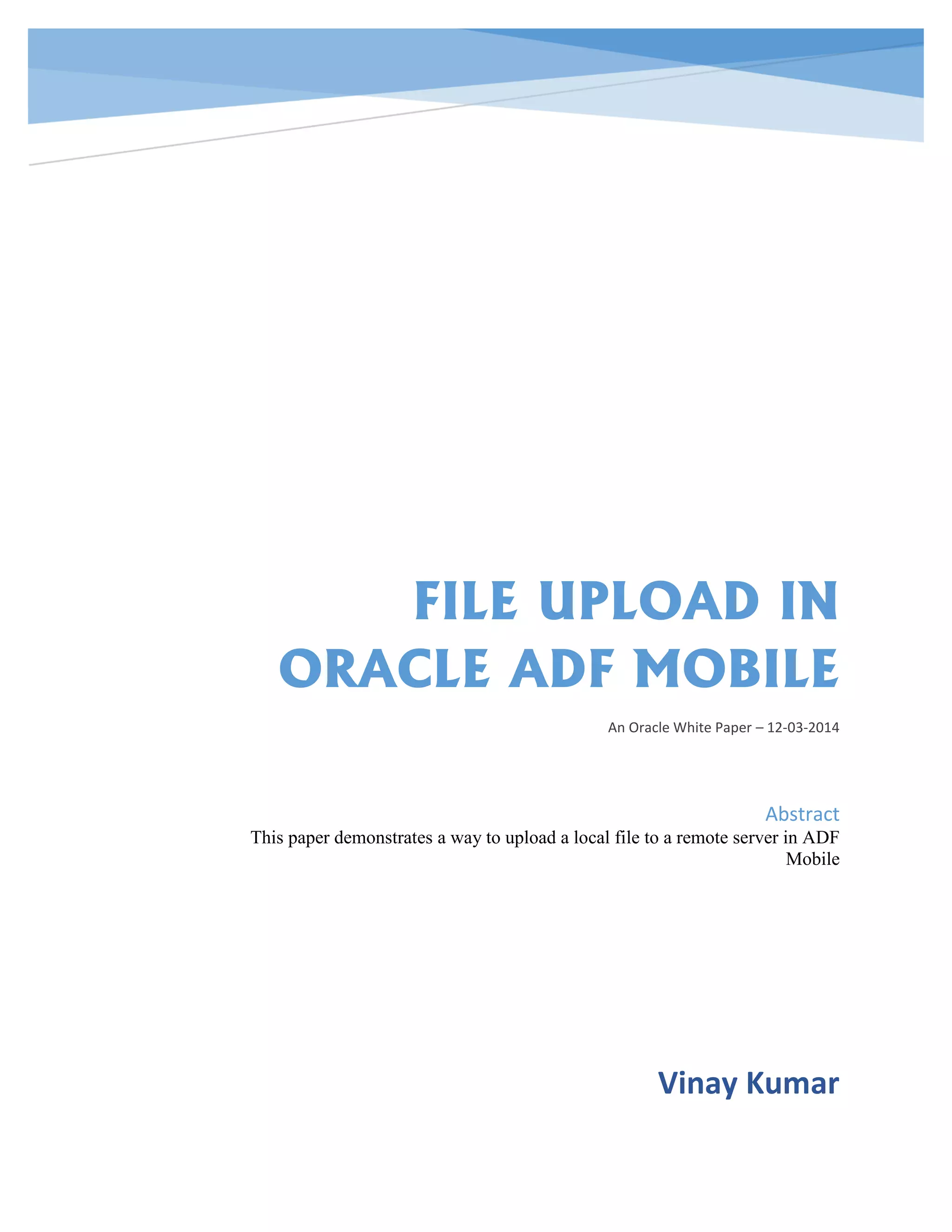 File Upload In Oracle Adf Mobile Pdf