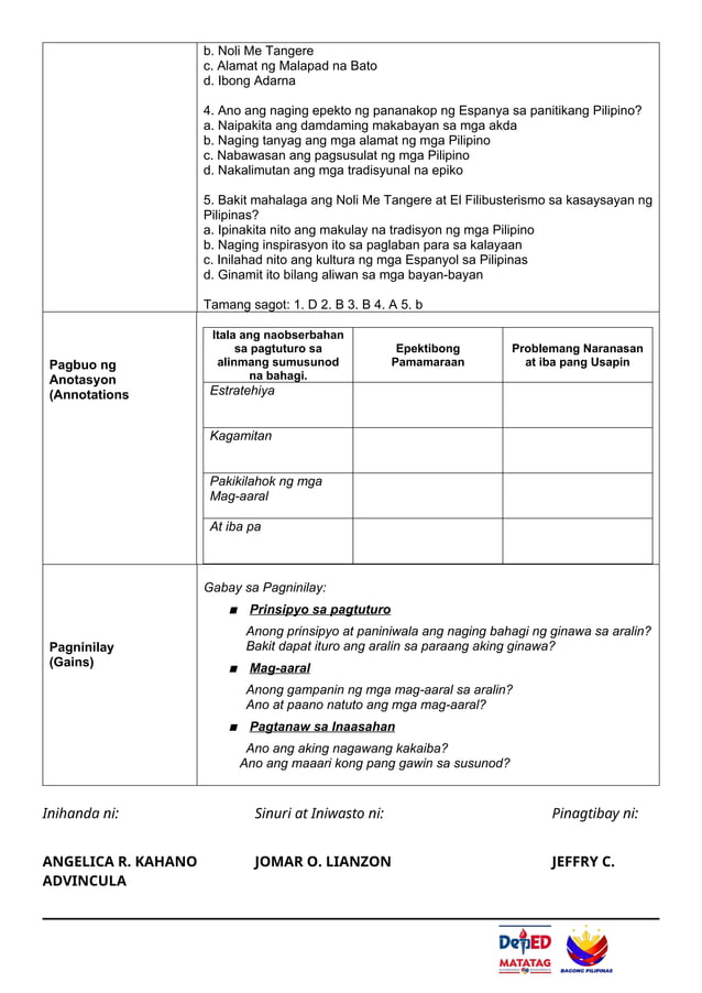 Matatag Filipino 7 Quarter 2 Lesson Plan | DOCX