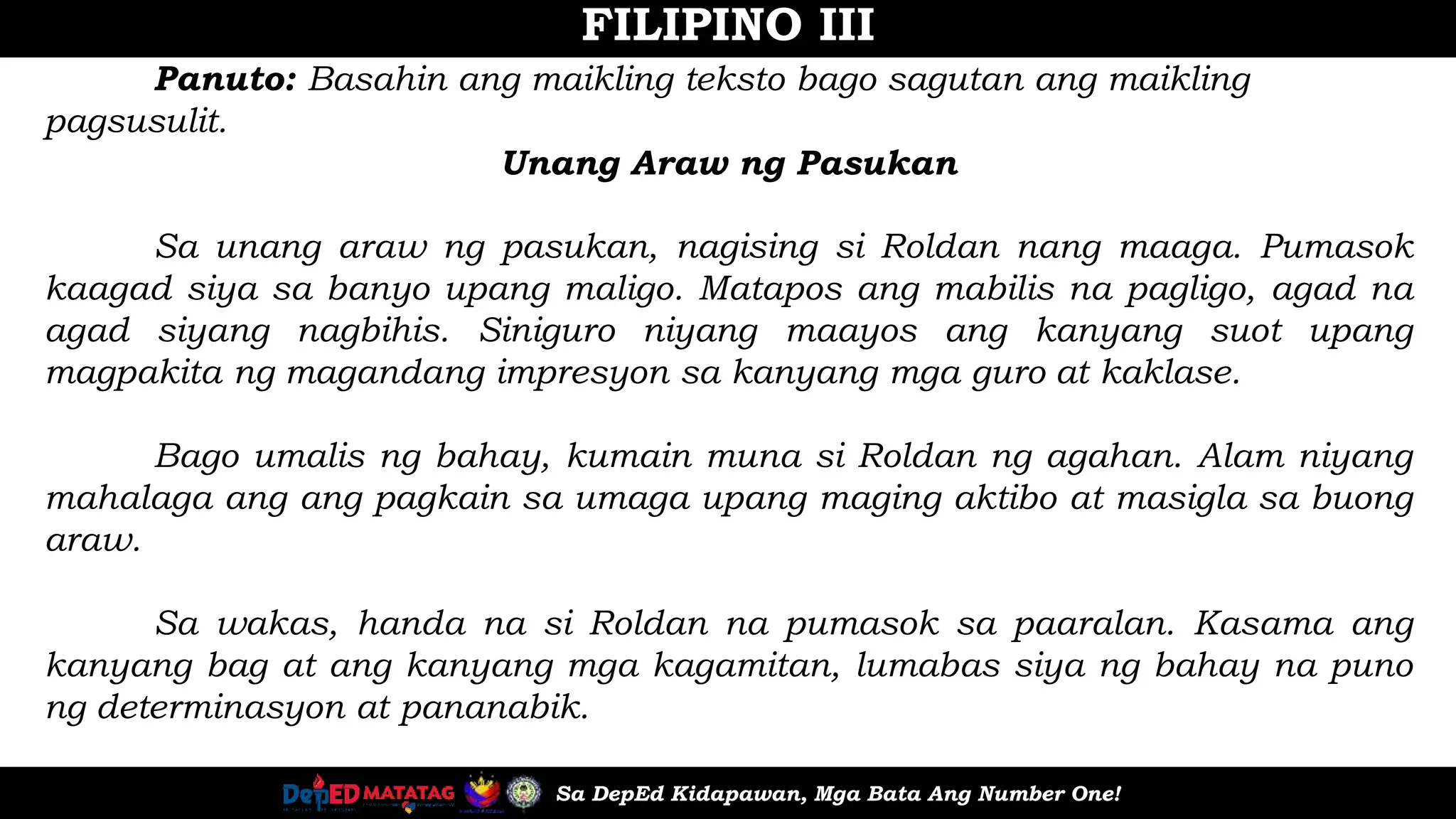 FILIPINO 3 - QUARTER 4 - PAGBUO NG BUOD O LAGOM TUNGKOL SA KWENTONG ...