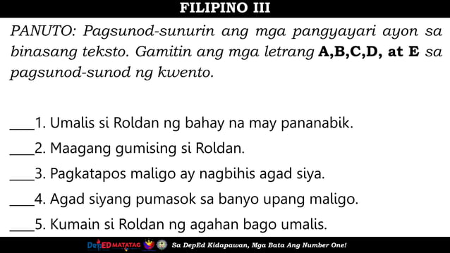 FILIPINO 3 - QUARTER 4 - PAGBUO NG BUOD O LAGOM TUNGKOL SA KWENTONG ...