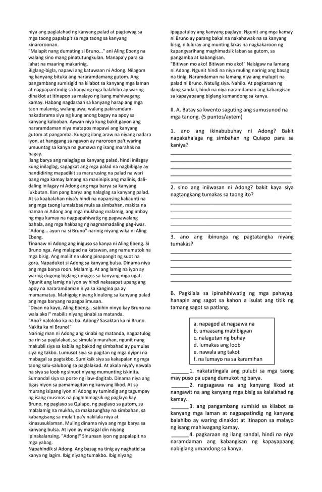 2nd Quarter Filipino III | DOCX