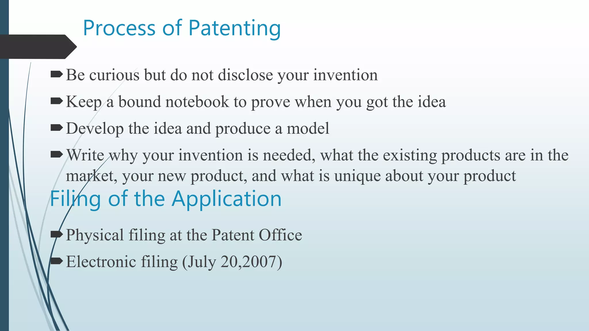 Filing a patent application | PPTX