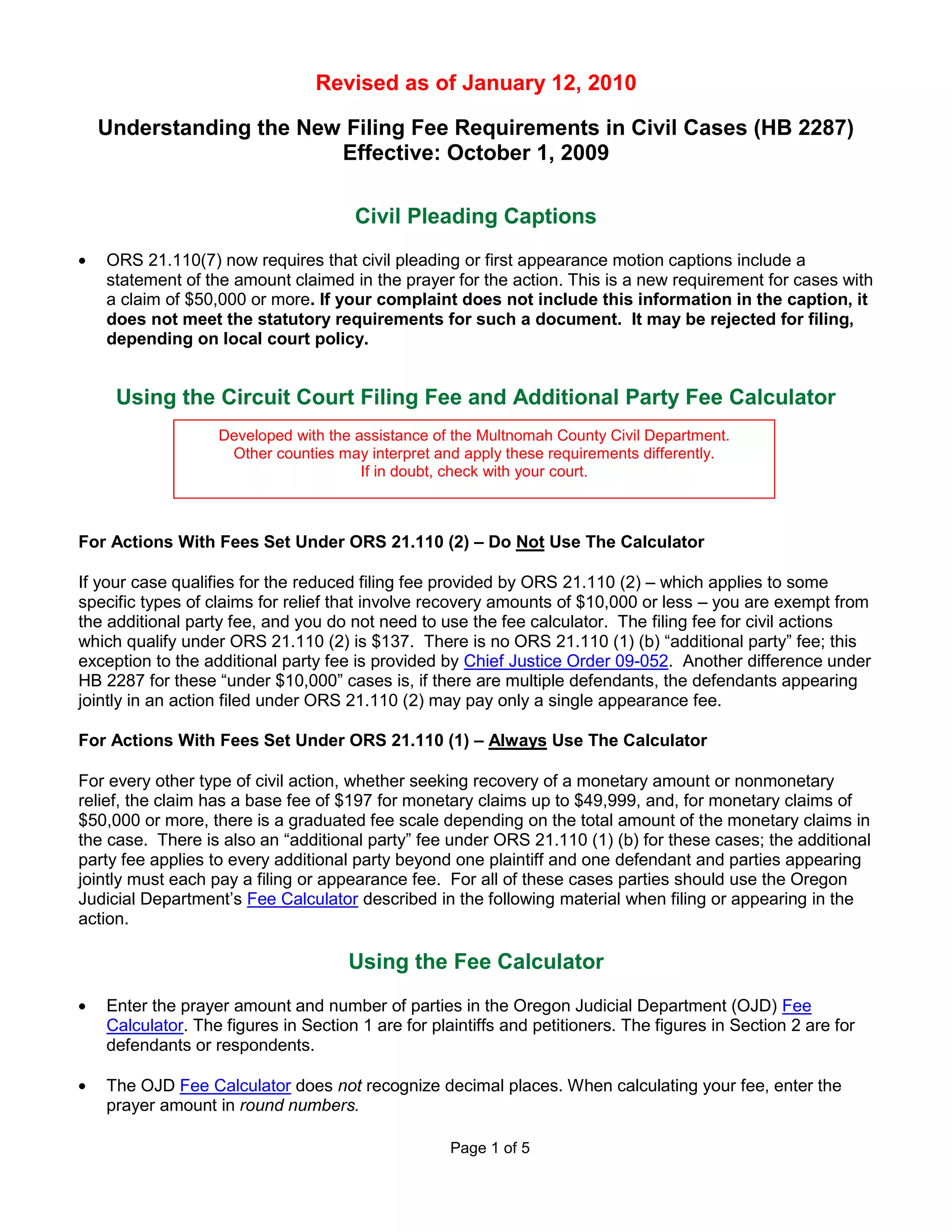 Understanding the New Filing Fee Requirements in Civil Cases (HB 2287 ...