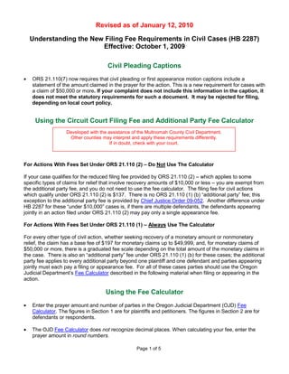 Understanding the New Filing Fee Requirements in Civil Cases (HB 2287 ...