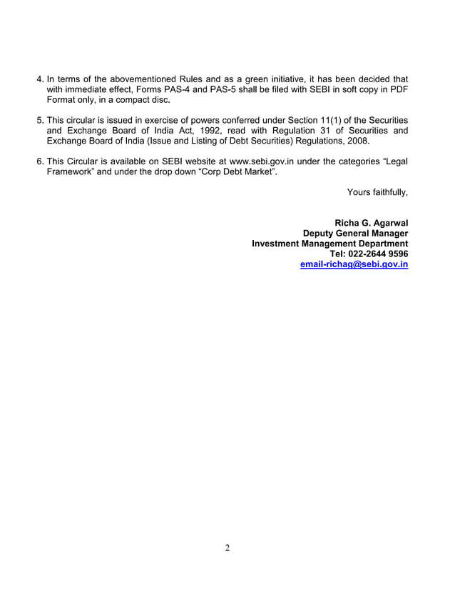 Filing of forms pas 4 and pas-5 in case of issuance of debt securities ...