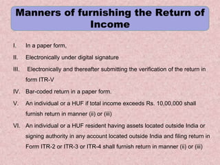 Filing of income tax return including e filing - sanjeev copy | PPTX