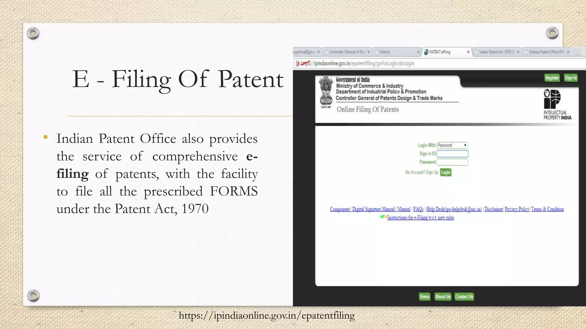 Filing of Patent in India | PPTX