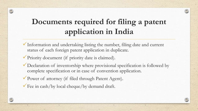 Filing of Patent in India | PPTX | Legal Services Industry | Industries