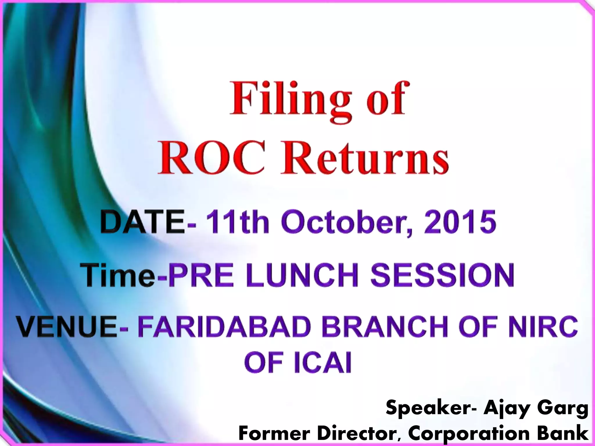 Filing of Roc Annual Returns | PPSX