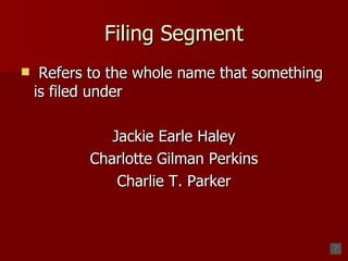 Filing Vocabulary & Rules 1 5 | PPT