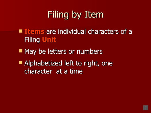 Filing Vocabulary & Rules 1 5 | PPT