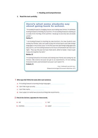English Test - 7th grade | PDF