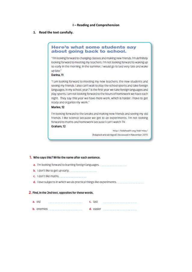 English Test - 7th grade | PDF