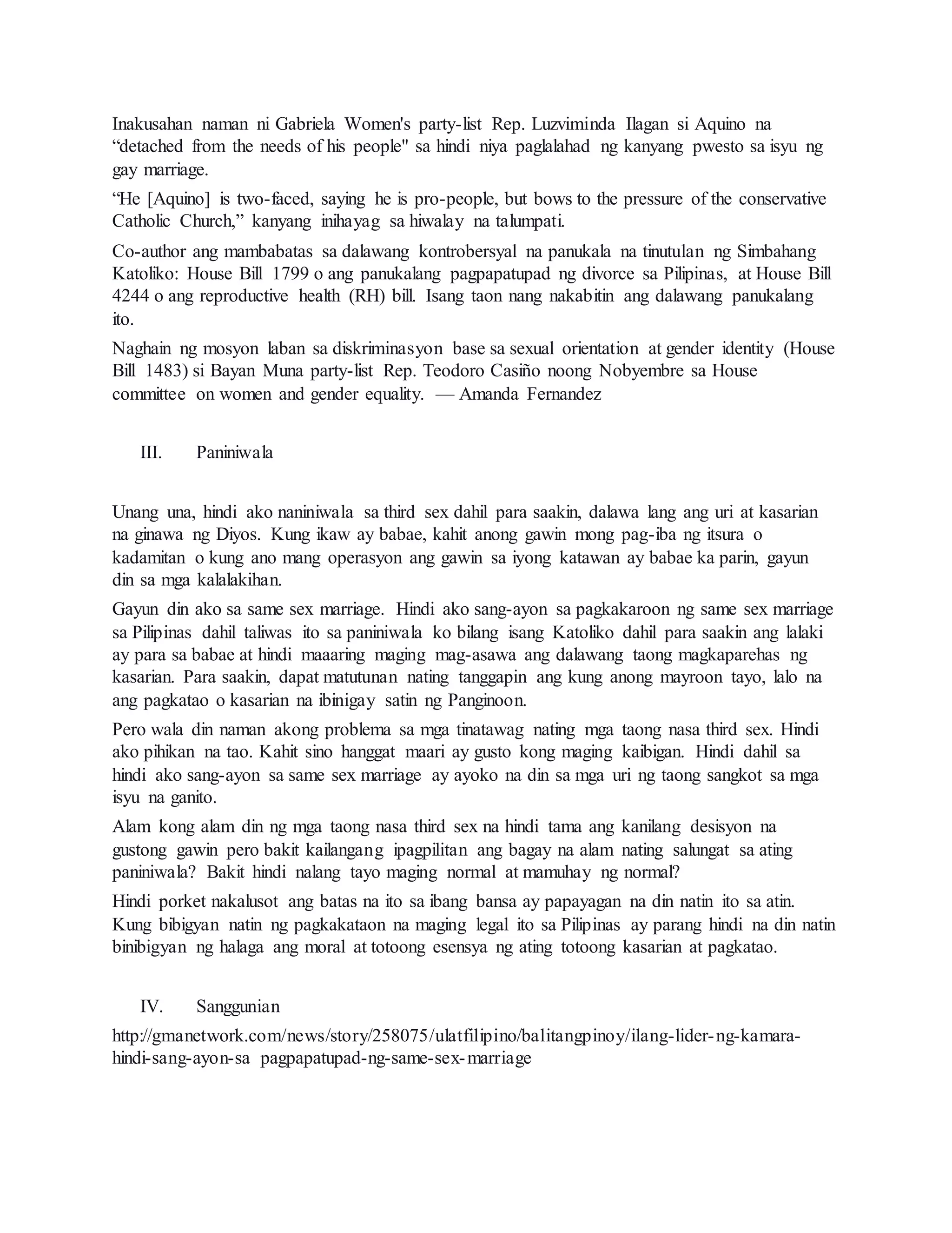 Same Sex Marriage Issue Docx