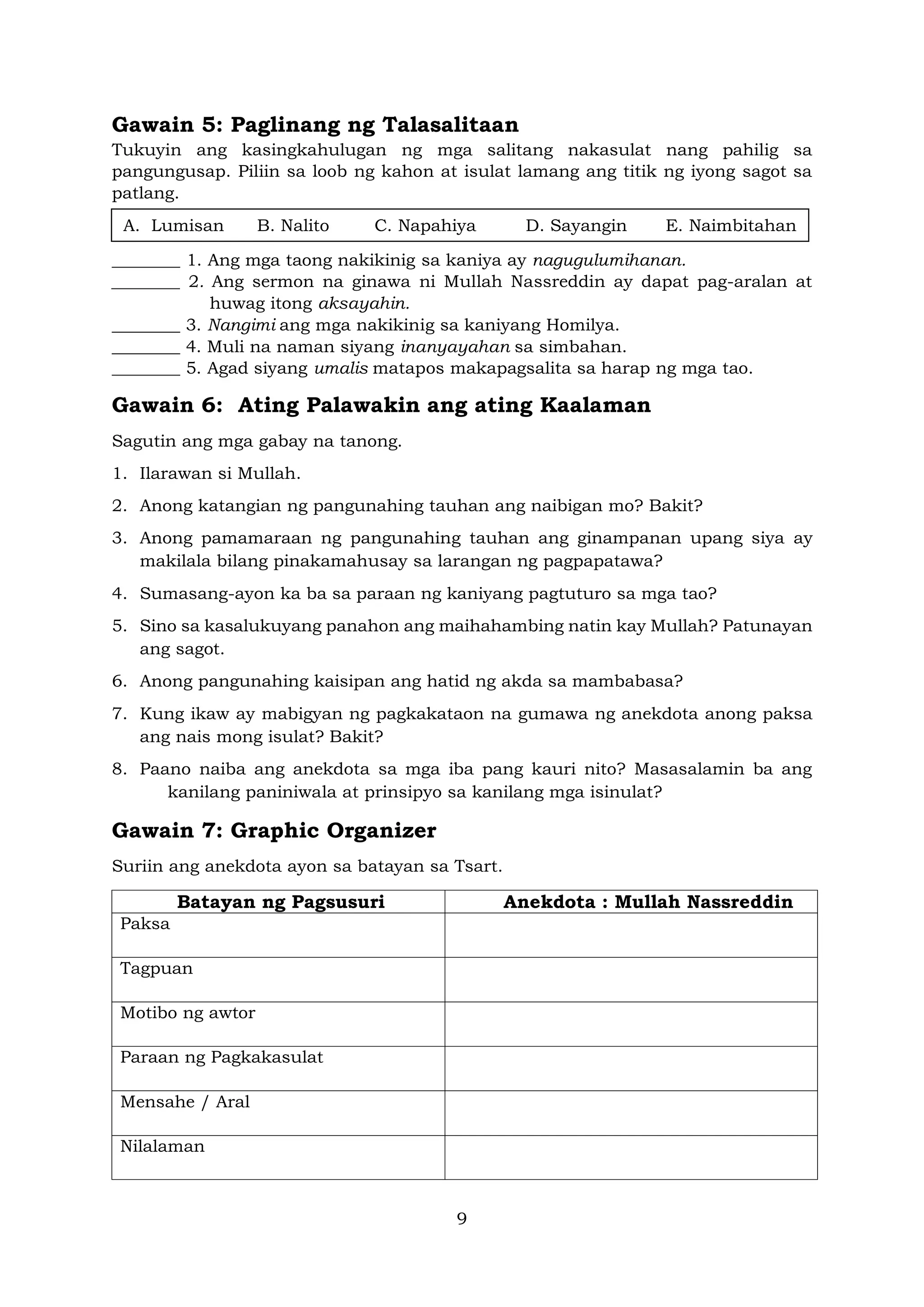 Filipino 10-q3-modyul2-week2-igaya anamaria-6 | PDF