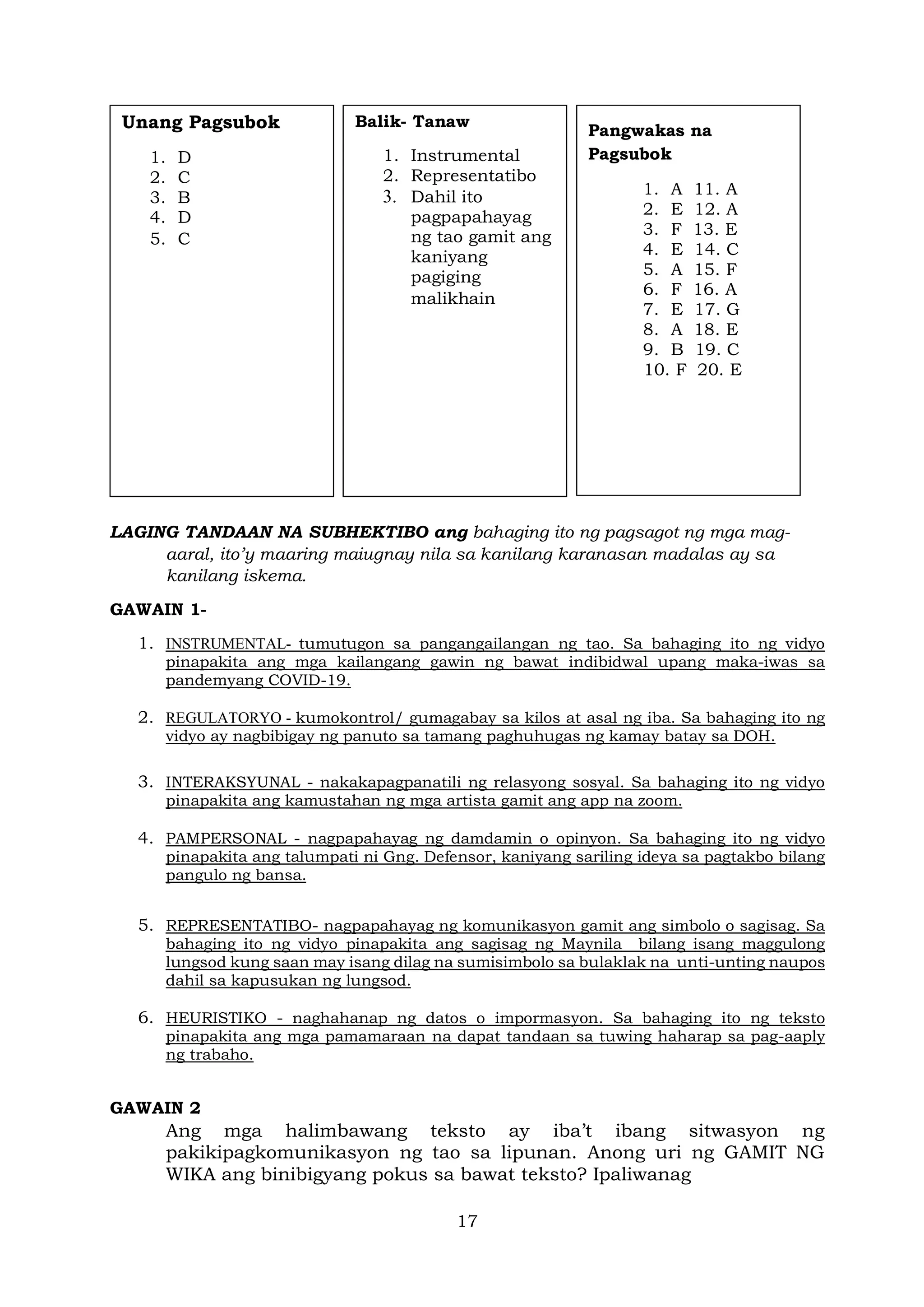 FILIPINO-11_Q1_Mod4. Gas Strand Reviewer | PDF