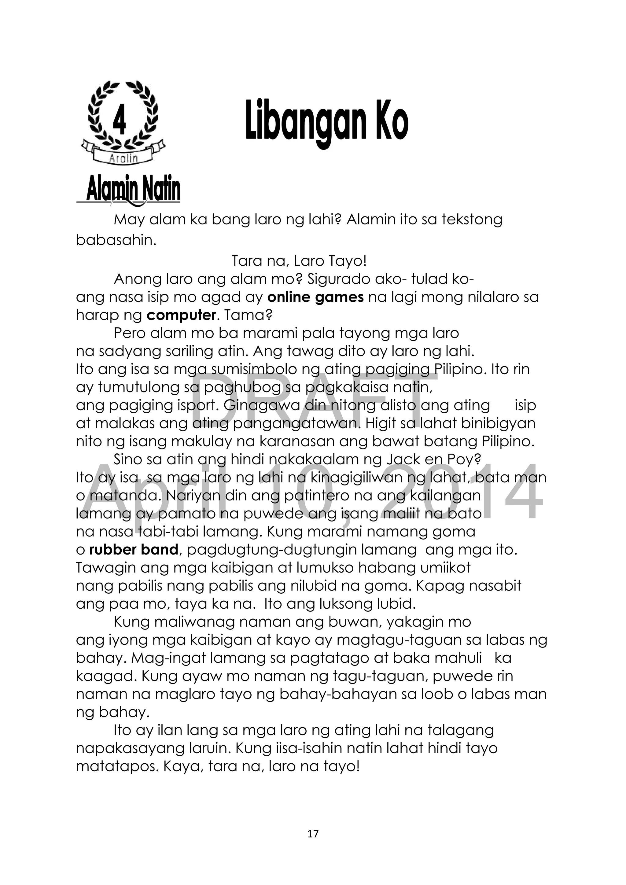 K TO 12 GRADE 3 LEARNER’S MATERIAL IN FILIPINO | PDF