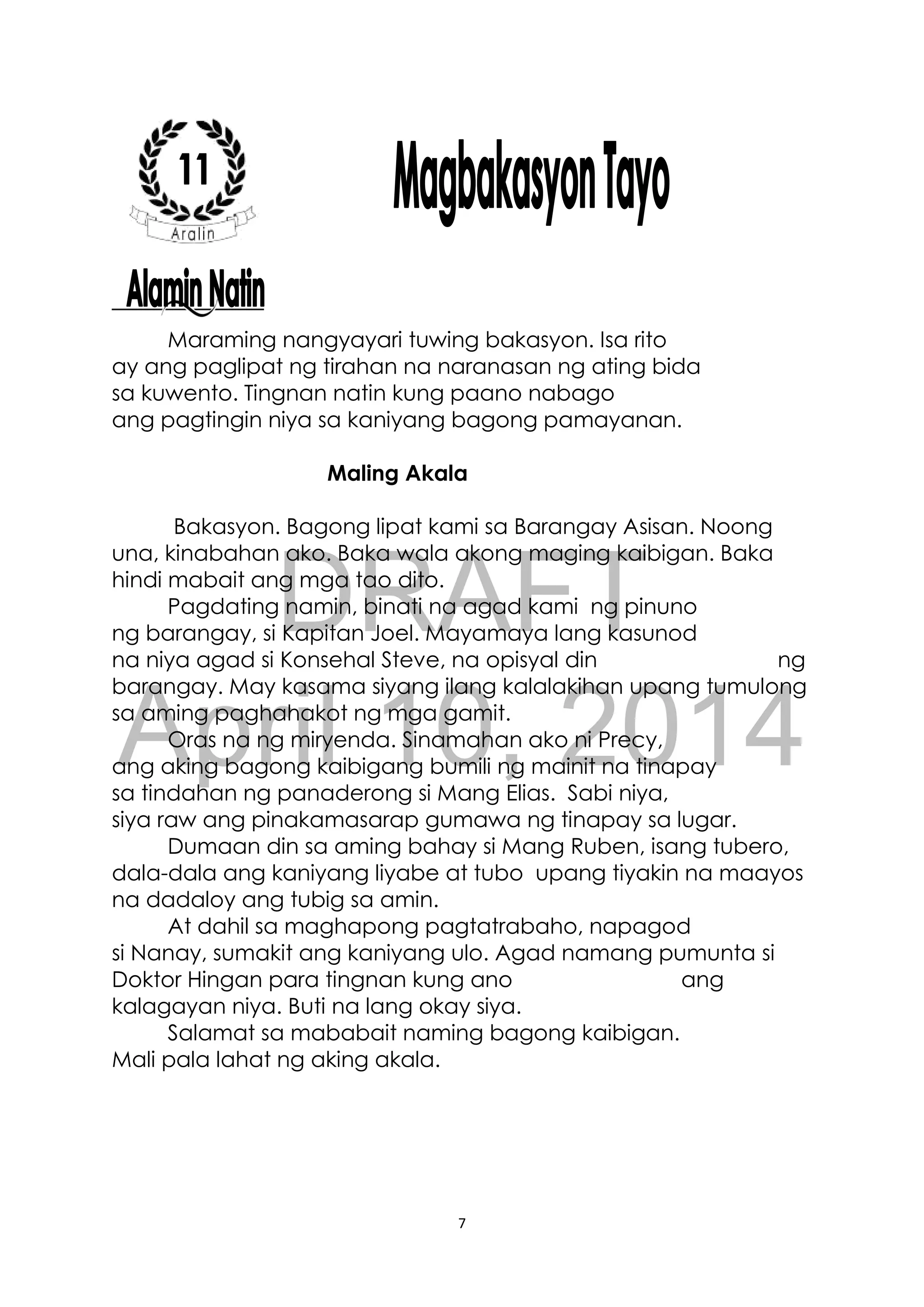 K TO 12 GRADE 3 LEARNER’S MATERIAL IN FILIPINO | PDF