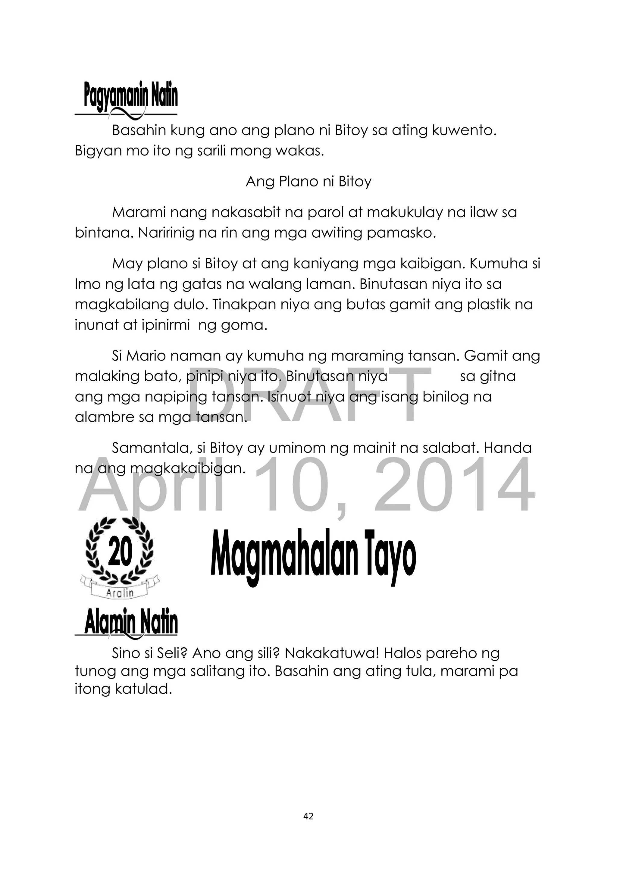 K TO 12 GRADE 3 LEARNER’S MATERIAL IN FILIPINO | PDF