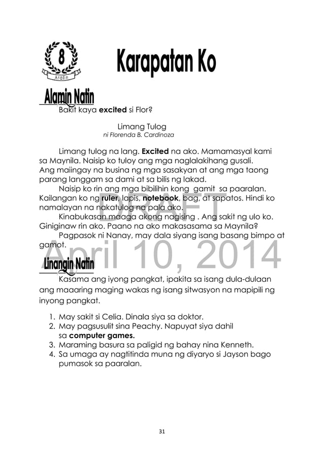 K TO 12 GRADE 3 LEARNER’S MATERIAL IN FILIPINO | PDF