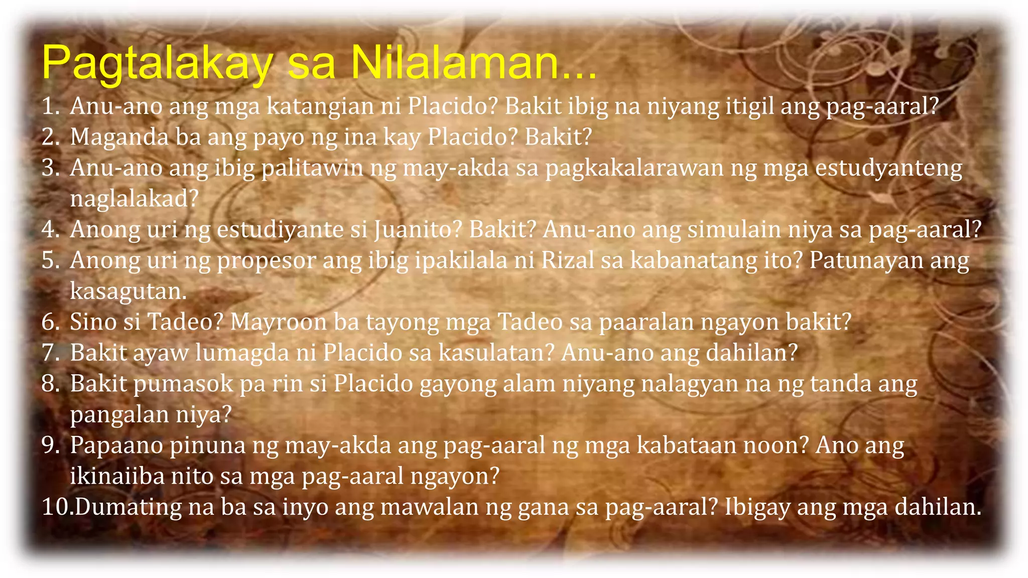 El Filibusterismo Kabanata 12: Si Placido Penitente | PPTX