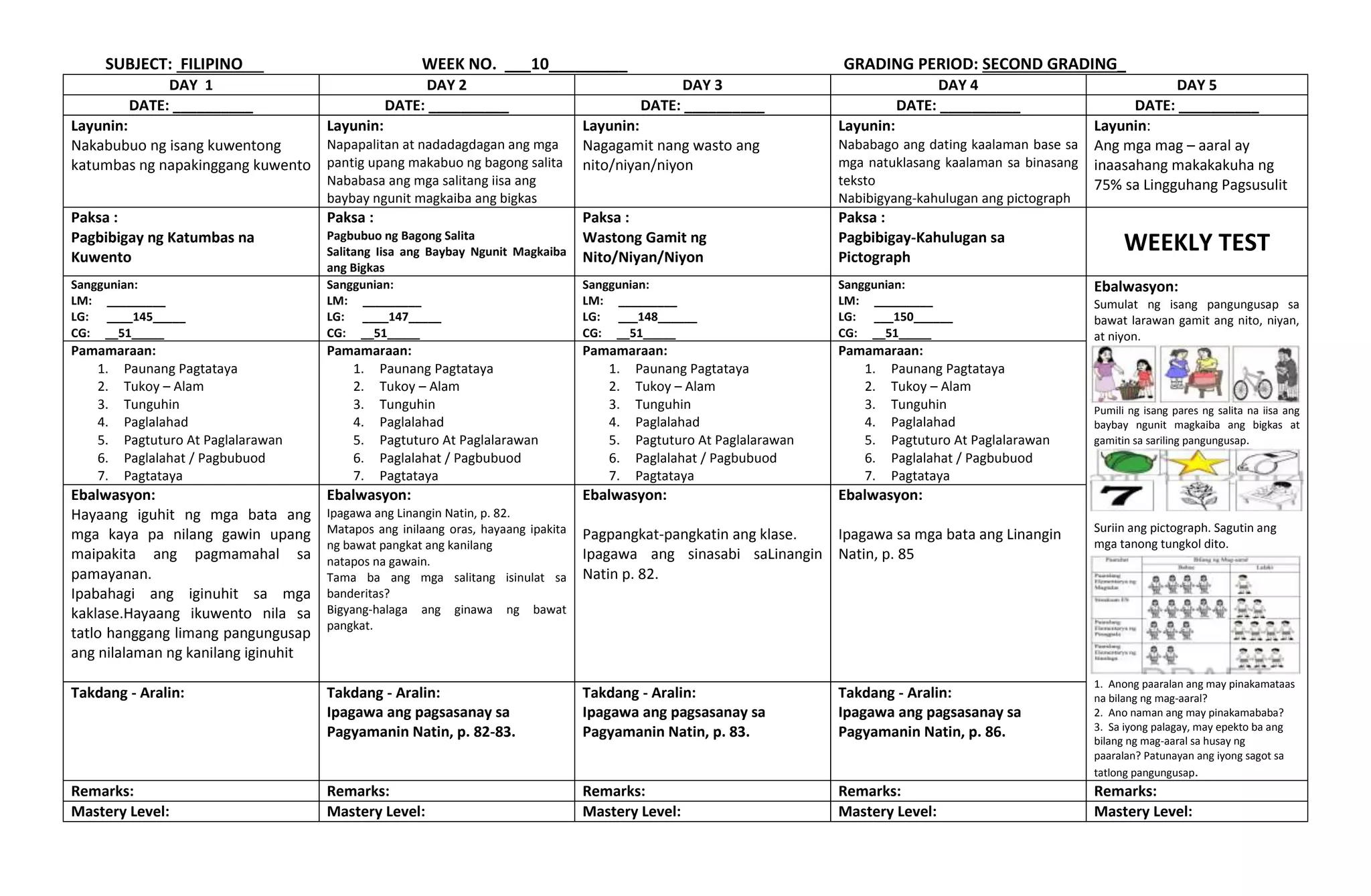 DLL in Grade 3 Filipino | PDF