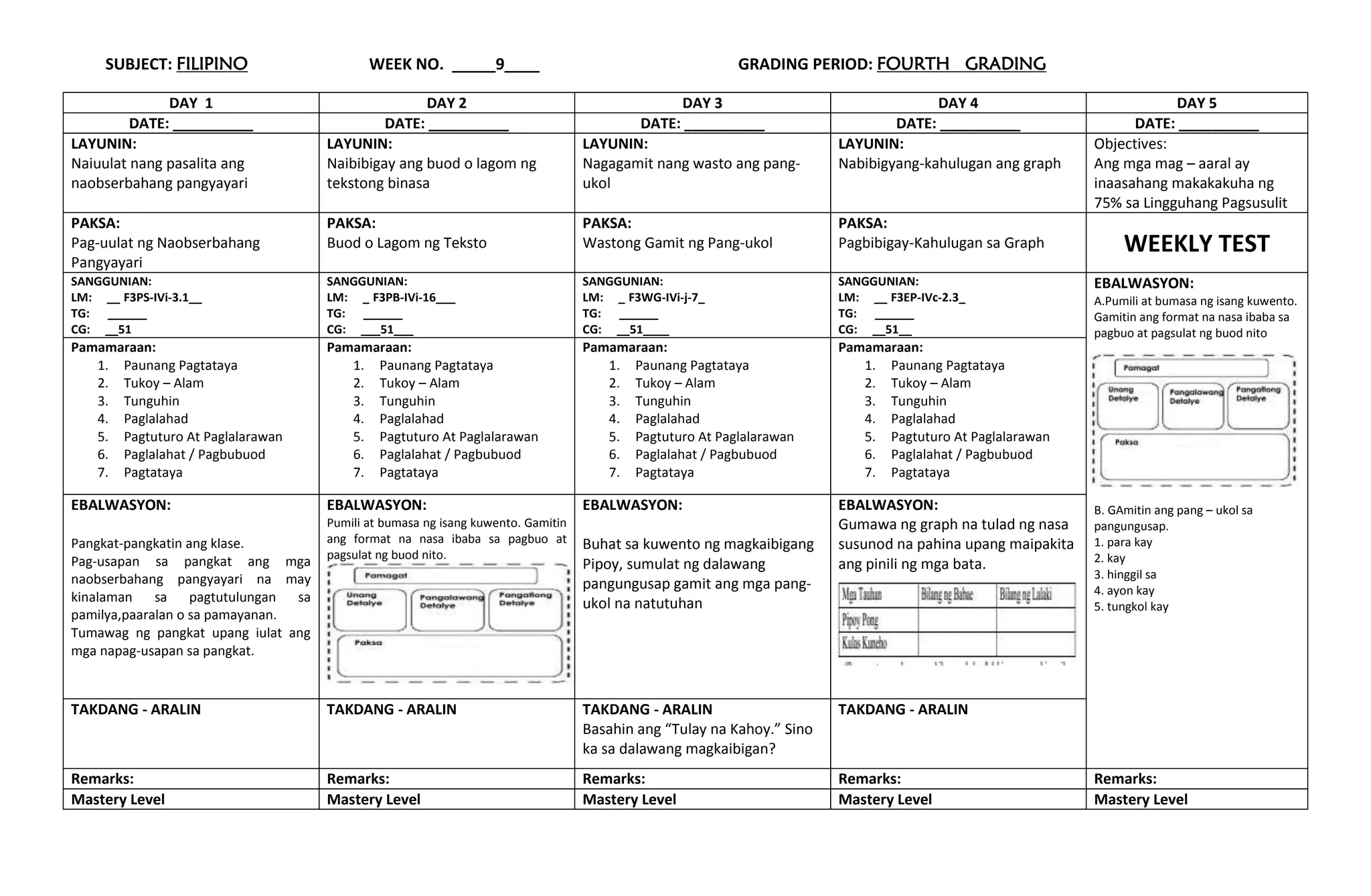 DLL in Grade 3 Filipino | PDF