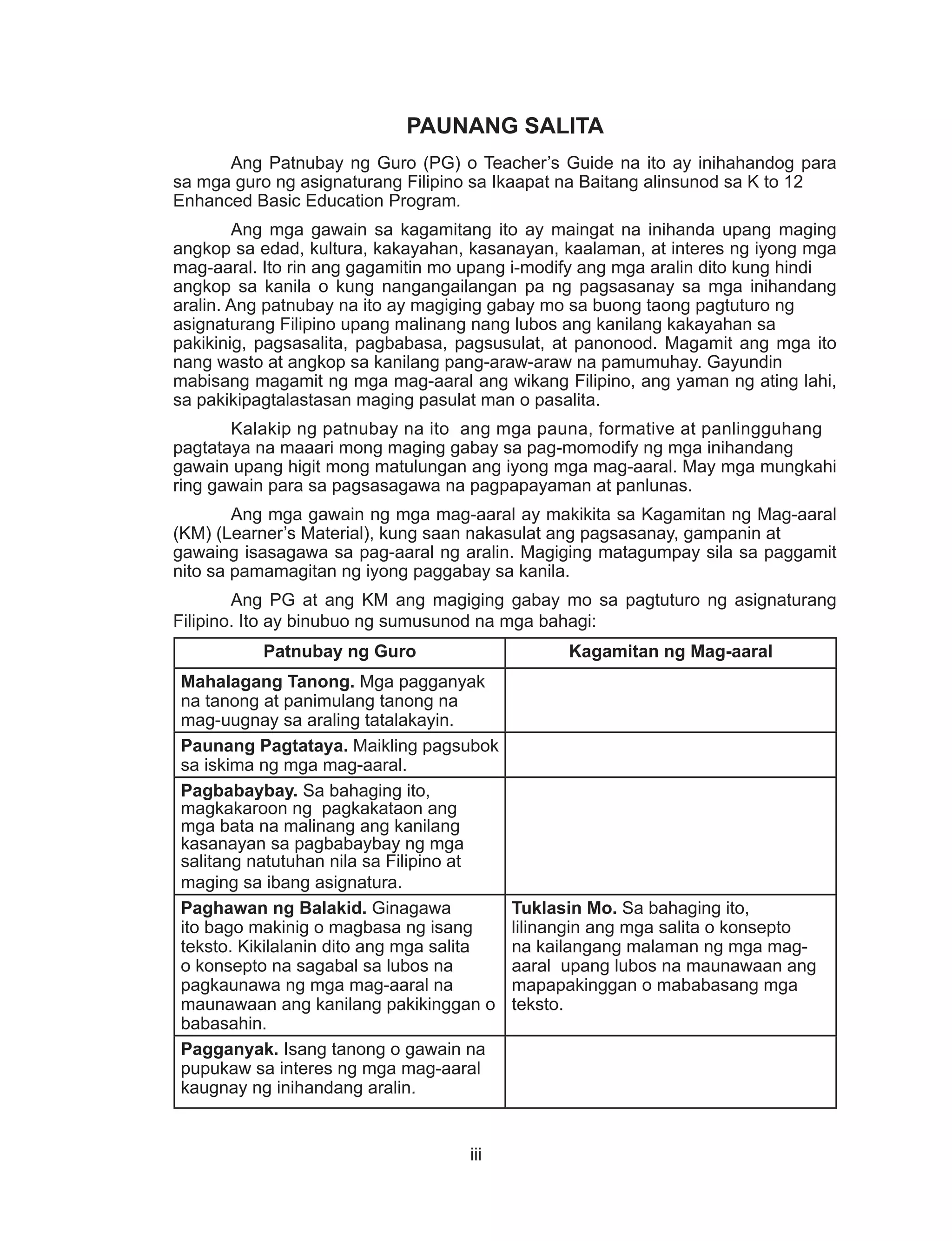 K TO 12 GRADE 4 TEACHER’S GUIDE IN FILIPINO (Q1-Q4) | PDF