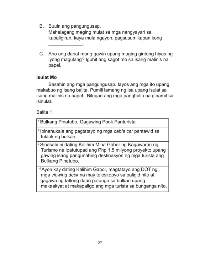 K TO 12 GRADE 4 LEARNER’S MATERIAL IN FILIPINO (Q1-Q4) | PDF