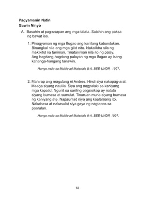 K TO 12 GRADE 4 LEARNER’S MATERIAL IN FILIPINO (Q1-Q4) | PDF