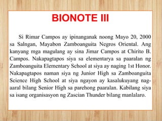 Bionote Para Sa Estudyante